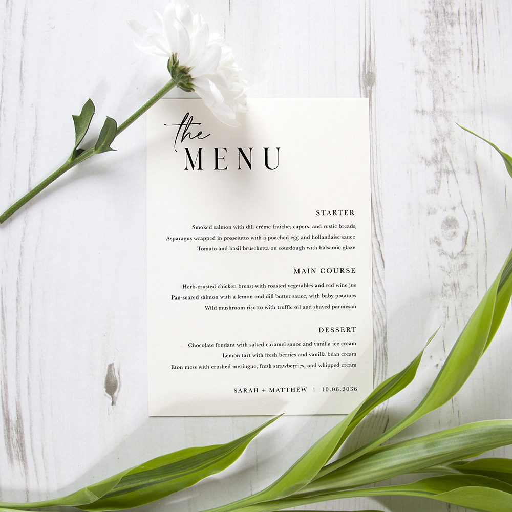 Calligraphy 3 Wedding Menu – Elegant & Timeless Design